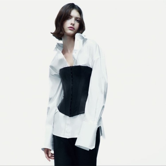 Zara | Tops | Zara Faux Leather Corset Top | Poshmark